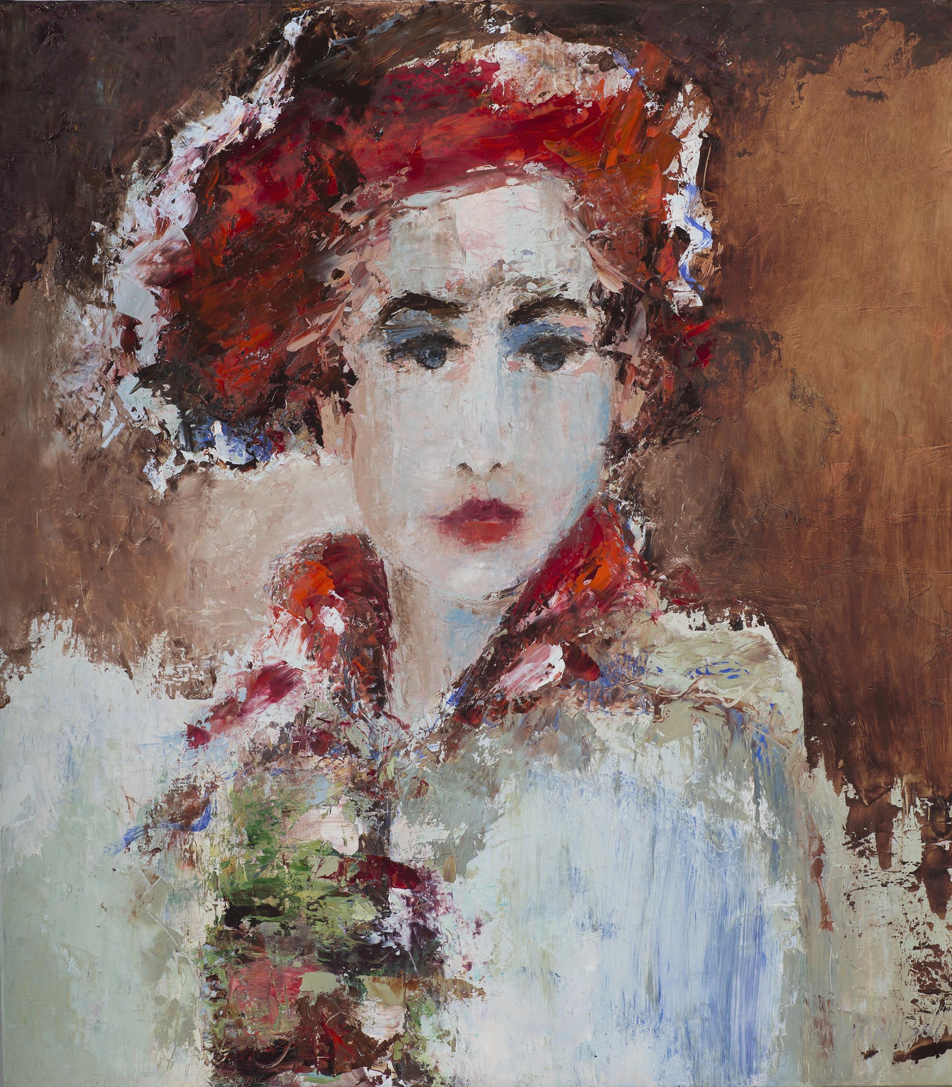 Portret Met Rood Kraagje - Annemiki Bok